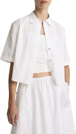 Vince Femme, Blouses et Chemises, Blanc, Taille: 42 FR Chemise Boutonn&eacute;e en Coton avec D&eacute;tails Festonn&eacute;s