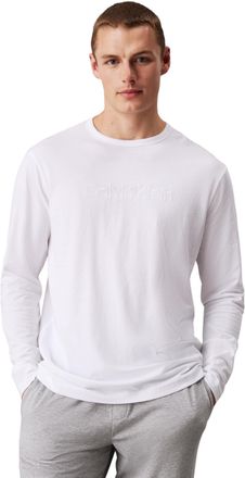 Calvin Klein Herren Langarmshirt Crew Neck Rundhalsausschnitt, Weiß (Classic White), XL