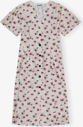 Ganni Robe midi en organza Jacquard &agrave; fleurs - Taille 32 Beige - Pour Femme