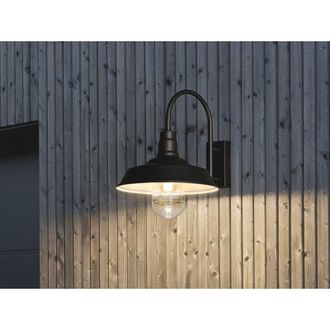 Konstsmide Retro Außenwandleuchte TRAPANI Höhe 42,5cm aus Stahl Schwarz und Klarglas