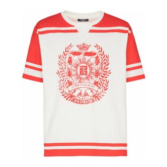 Balmain Homme, Tops, Multicolore, Taille: M T-shirt Varsity imprim&eacute; &Eacute;cusson