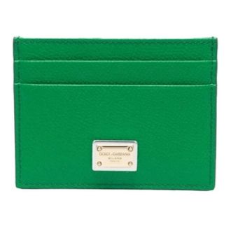 Dolce & Gabbana Femme, Accessoires, Vert, Taille: ONE Size Porte-cartes en cuir vert de luxe