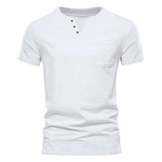 Generic T-shirt d&eacute;contract&eacute; pour homme avec col en V et poche, coupe ajust&eacute;e, manches courtes, pour le quotidien, les activit&eacute;s de plein air, printemps et &eacute;t&eacute;