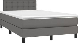 vidaXL Boxspringbett mit Matratze Grau 120x200 cm Kunstleder Vidaxl
