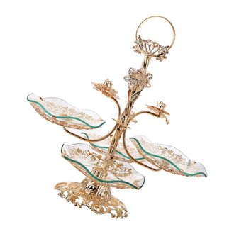 Lurrose Retro Glas Obstschale Mehrst&ouml;ckig Elegantes Desserttablett f&uuml;r Nachmittagstee Vielseitiges Aufbewahrungstablett f&uuml;r Snacks und S&uuml;&szlig;igkeiten Stilvolle D