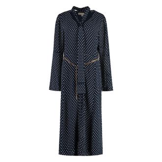 Michael Kors Polka Dot Georgette Midi-Kleid mit Schleifenkragen - - Dresses - Damen - Blau - XS