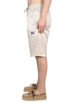 Needles Drawstring Elastic Waist Bermuda Shorts - Beige