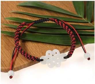 La Chineuse Jadearmband - Unendlichkeitsknoten - Eleganz in Rot und Schwarz - Verstellbarer Charm-Schmuck - Gratis Satinbeutel - Geschenkidee zu Weihnachten oder 