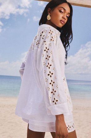 Lipsy Hemdbluse Lipsy Relaxed Fit Strandbluse aus 100 % Baumwolle (1-tlg)