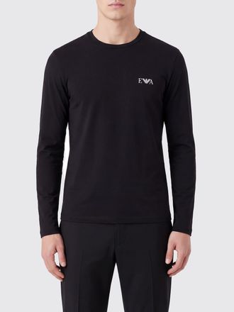 Emporio Armani Lang&auml;rmeliges Baumwoll-T-Shirt von mit Rundhalsausschnitt und Kontrastlogo