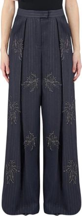 Liu Jo Pantalon Palazzo avec Broderies de Bijoux - Femme - Pantalons - Gris - Taille: 38 FR