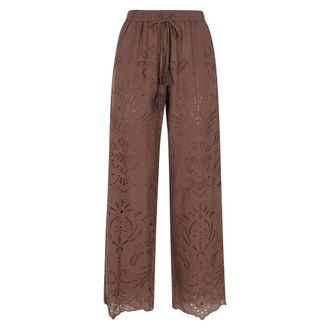 Ermanno Scervino Femme, Pantalons, Brun, Taille: 40 FR Pantalon Brod&eacute;