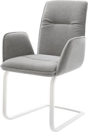 DELIFE Schwingstuhl Vinja-Flex Freischwinger flach Wei&szlig; Strukturstoff Soft Grau