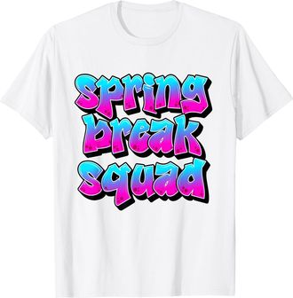 BDAZ Spring Break Squad Blau Rosa Graffiti Kreuzfahrt Strand Urlaub T-Shirt