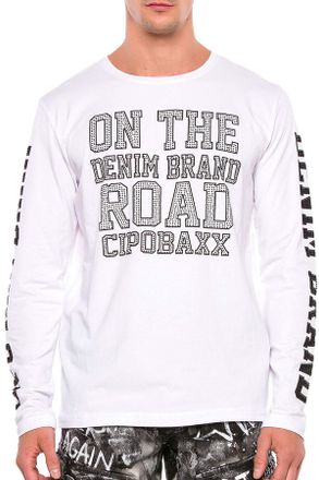 Cipo & Baxx Herren Sweatshirt CL379 Weiß - Stylischer Pullover im Modernen Streetwear Look mit Rundhals & Print - Bequemer Sweater für Alltag, Freizeit & Party - 