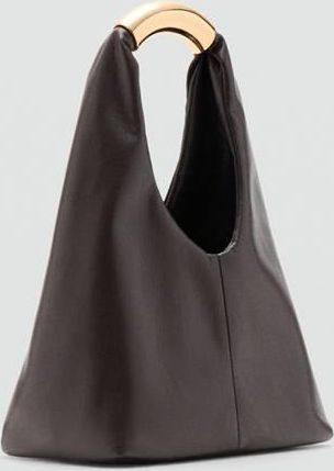 Mango Sac &agrave; main &agrave; anse m&eacute;tallique chocolat - Femme - Taille unique - MANGO