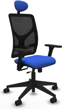 Piqueras y Crespo Kabinenstuhl mit 3D-Armen, h&ouml;henverstellbarer Lendenwirbelst&uuml;tze und festem Kopfteil, ausgestattet mit Syncro/Traslack und Schneideschaum, Schwarz/Bla