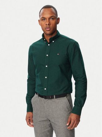 Tommy Hilfiger Hemd Solid Heritage MW0MW35774 Dunkelgr&uuml;n Regular Fit