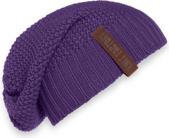 Knit Factory Coco Mütze - Strickmütze für Damen und Herren - Slouch Beanie - Wintermütze mit Wolle - Hochwertige Qualität - Purple