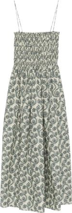 Matteau shirred printed maxi dress - Nude