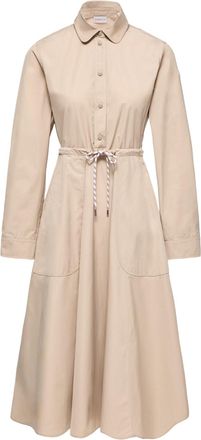 Moncler Moncler Robe Chemise Midi En Popeline, Femme, Beige, Taille: 38