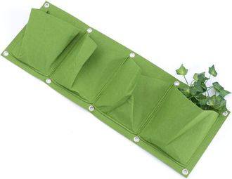 BESPORTBLE Wandmontierter Pflanzsack Horizontaler Gartenpflanzer Mit 4 Taschen Vliesfilz Automatische Bewässerung Perfekt Für Die Innen-/außendekoration