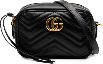 Gucci Hobo Bags - Mini GG Marmont Matelasse Leather Crossbody - Gr. unisize - in Schwarz - f&uuml;r Damen