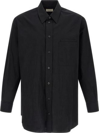 Christophe Lemaire Homme, Chemises, Noir, Taille: L Chemise &agrave; Deux Poches en Cr&ecirc;pe de Coton