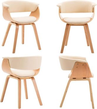 vidaXL Chaise à manger crème bois courbé et similicuir - Chaises De Salle À Manger - Chaise De Cuisine - Chaise Moderne - Chaise En Cuir Synthétique