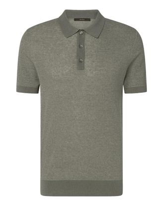 Windsor Strukturiertes Strick-Poloshirt aus einem Leinen-Mix mit Perlmuttkn&ouml;pfen in