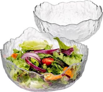 Navaris Bol en Verre - Lot 2X saladier en Verre tremp&eacute; Transparent pour c&eacute;reales p&acirc;tes Soupe Salade Fruits Glace - Bol m&eacute;langeur coupelle jatte