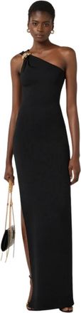 Elisabetta Franchi Femme, Robes, Noir, Taille: 42 FR Robe de Soir&eacute;e Ajust&eacute;e Une &Eacute;paule
