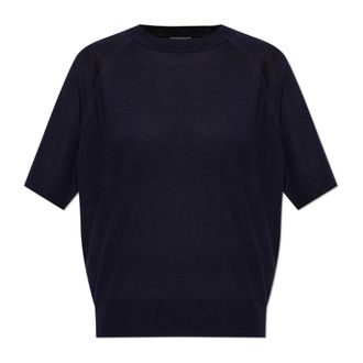 Moncler Woll-Oberteil mit Rundhalsausschnitt - - Knitwear - Damen - Blau - XL
