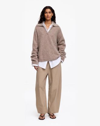 Arket Baumwollhose Mit Barrel Leg -Beige