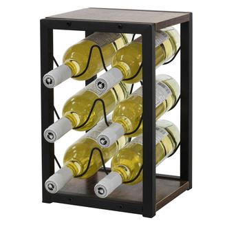 ML Design ML-Design Weinregal für 6 Flaschen, 24x21x37,5 cm, Vintage, Freistehendes Flaschenregal aus Holz & Metall, Wein Halter klein, Flaschenhalter Flaschens