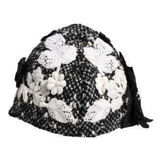Dolce & Gabbana Schwarzer Wei&szlig;er Blumiger Cloche Hut - - Accessories - Damen - Schwarzk - ONE SIZE