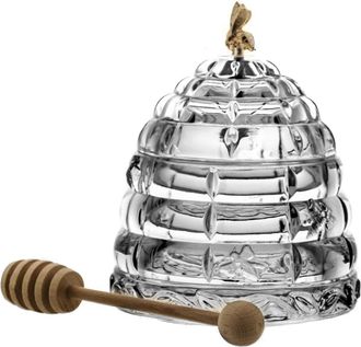 Crystaljulia 2001 Honigdose mit L&ouml;ffel, Bleikristall, Klar