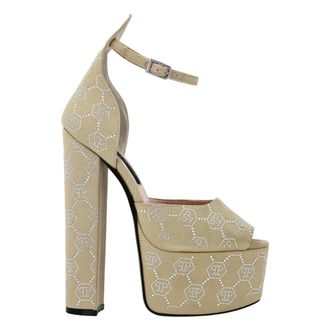 Philipp Plein Femme, Chaussures, Beige, Taille: 40 EU Sandales &agrave; talons hauts Monogram