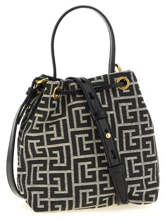 Balmain Jacquard Monogram Bucket Bag - Black