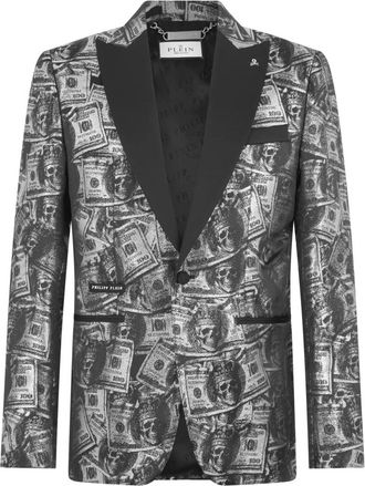 Philipp Plein Homme, Vestes, Noir, Taille: 7XL Blazer All-Over Plein Dollars