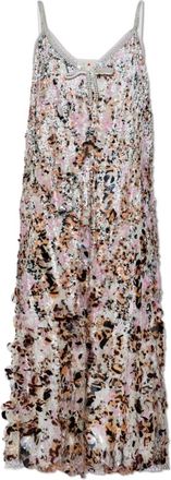 Marni Femme, Robes, Multicolore, Taille: 36 FR Robe midi rose en mesh avec sequins m&eacute;lang&eacute;s