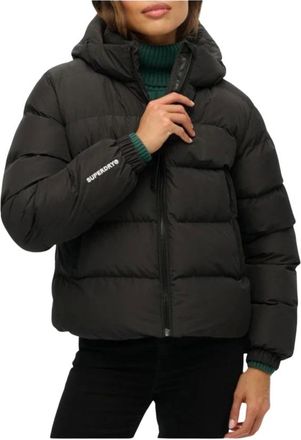 Superdry Femme, Vestes, Noir, Taille: 36 FR Veste à Capuche Noire avec Fermeture Éclair et Poches