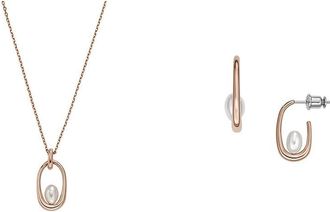 Skagen Damen Anhänger Halskette Agnethe und Ohrringe Muschel Perle