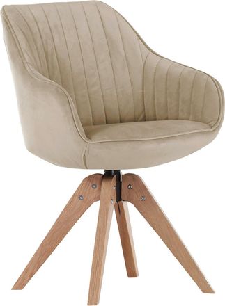 Livetastic Armlehnstuhl, Beige, Textil, Eiche, massiv, eckig, 60x83x65 cm, Stoffauswahl, Sitzfläche 360° drehbar, Esszimmer, Stühle