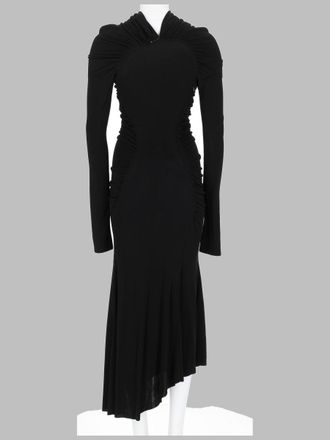 Victoria Beckham High Neck Viscose Midi Dress - Black