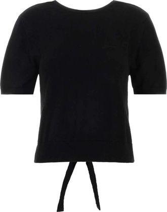 Ganni Femme, Tops, Noir, Taille: 38 FR Sheer Cotton Back Tie Top