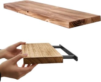 Generic An der Wand montiertes Ausstellungsregal, 40 cm, massives Holz, rustikales Schweberegal mit versteckter Halterung f&uuml;r B&uuml;cher, Fotos, Badezimmeraufbewa