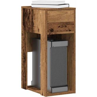 vidaXL Vidaxl - Support de tour dordinateur avec tiroir vieux bois 30x44x74 cm