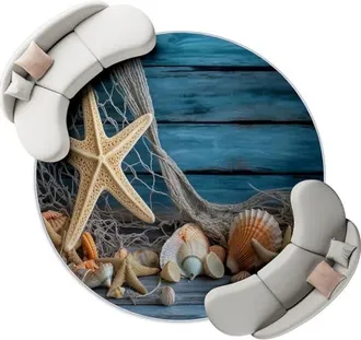 Generic 160 cm Tapis Rond en Laine synth&eacute;tique - Motif Vintage Plage Animaux Marins antid&eacute;rapant Lavable Tapis pour Chambre denfant Salle &agrave; Manger Salle de Je