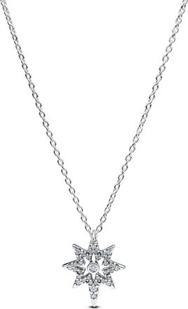 Pandora Moments Pavé-Polarstern Nordstern Halsketten Anhänger aus Sterling Silber mit Zirkonia, Größe 45cm, 393600C01-45